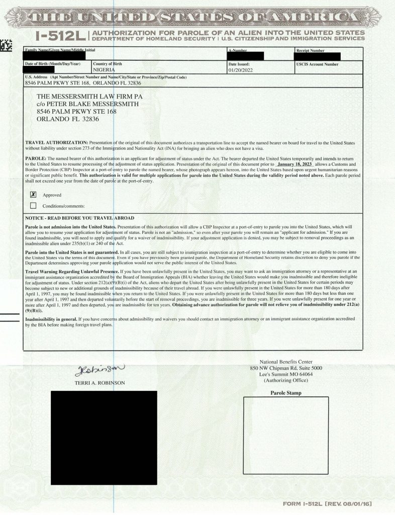 2022-Advance-Parole-Approval-Notice-2855 - Immigration Lawyer