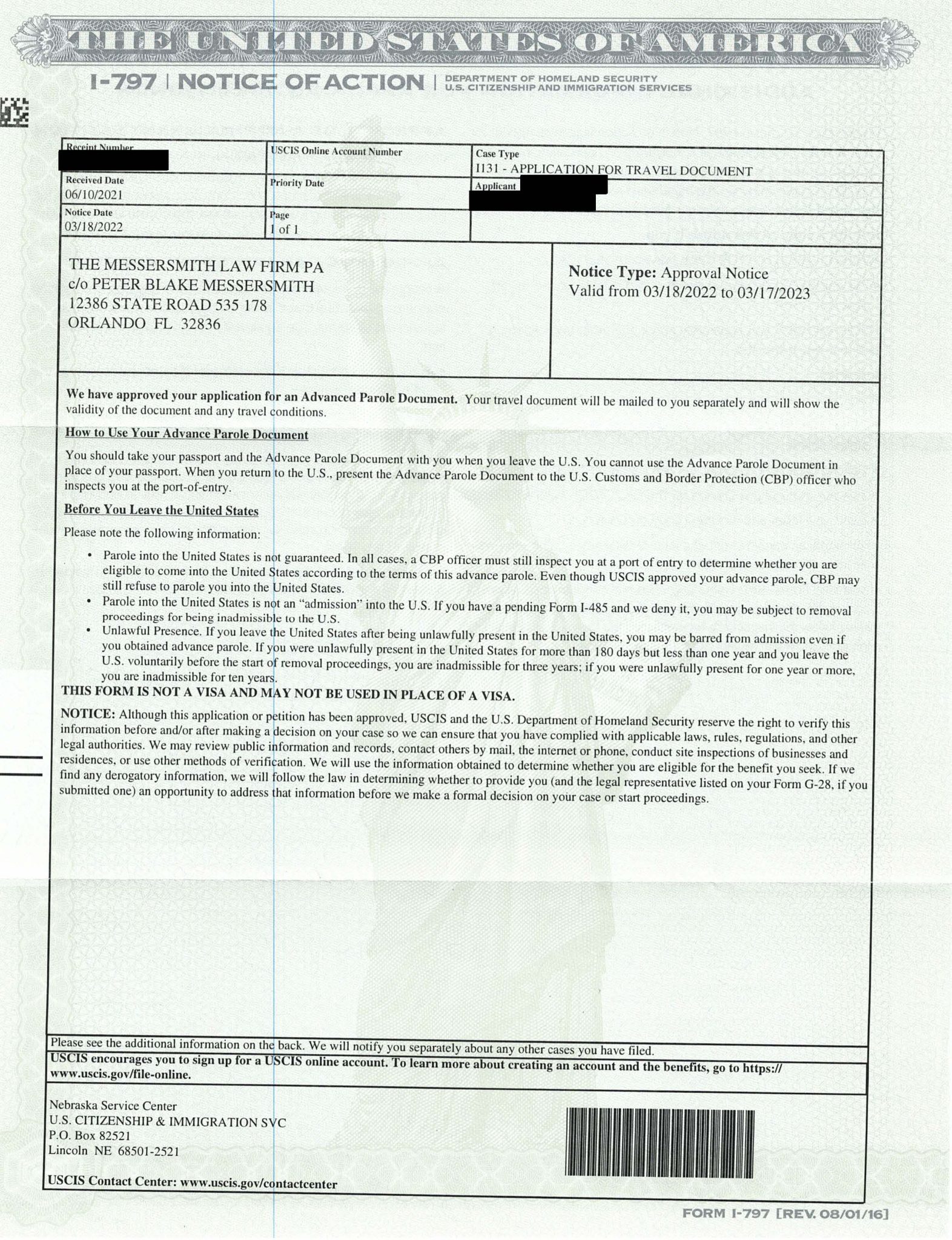 2022-Advance-Parole-Approval-Notice-2867 - Immigration Lawyer